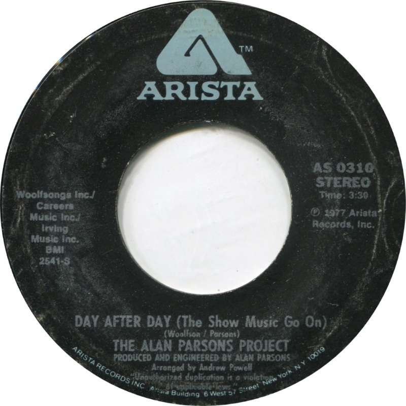 Day After Day (The Show Must Go On) / Breakdown by The Alan Parsons Project (Single; Arista; AS ...