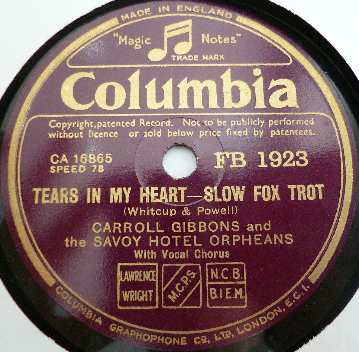 Tears in My Heart / You're a Sweetheart by Carroll Gibbons and The ...