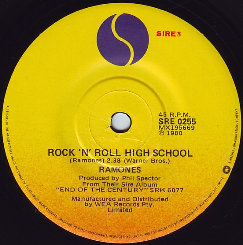 Rock 'n' Roll High School / Let's Go by Ramones (Single; Sire; SRE 0255 ...