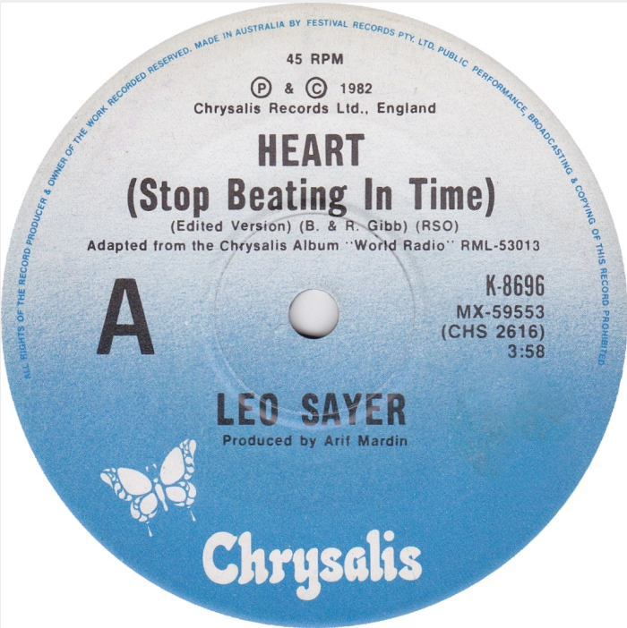 Heart (Stop Beating in Time) / The End of the Game by Leo Sayer (Single; Chrysalis; K-8696 ...
