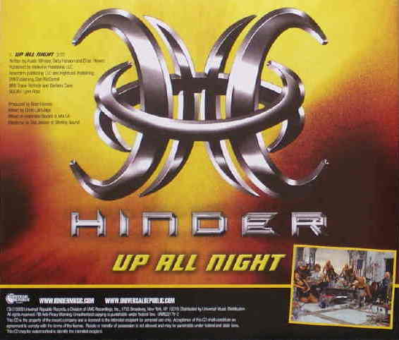 Up All Night by Hinder (Single; Universal Republic; UNIR 22179-2 ...