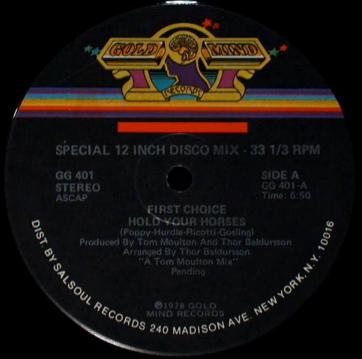 Hold Your Horses by First Choice (Single; Gold Mind; GG 401): Reviews ...