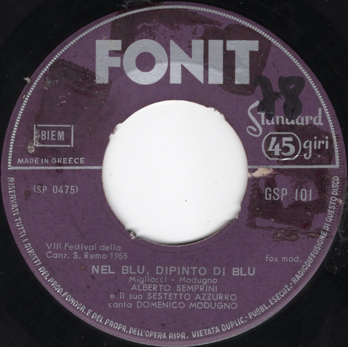 Nel blu, dipinto di blu / Come prima by Alberto Semprini e il suo ...