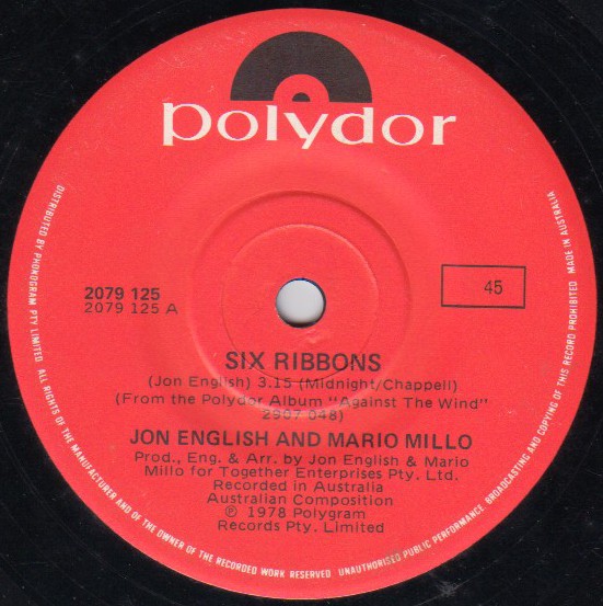 Six Ribbons / Mary's Theme by Jon English & Mario Millo (Single ...