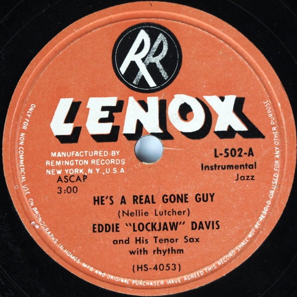 He's a Real Gone Guy / Leapin' on Lenox by Eddie "Lockjaw" Davis ...