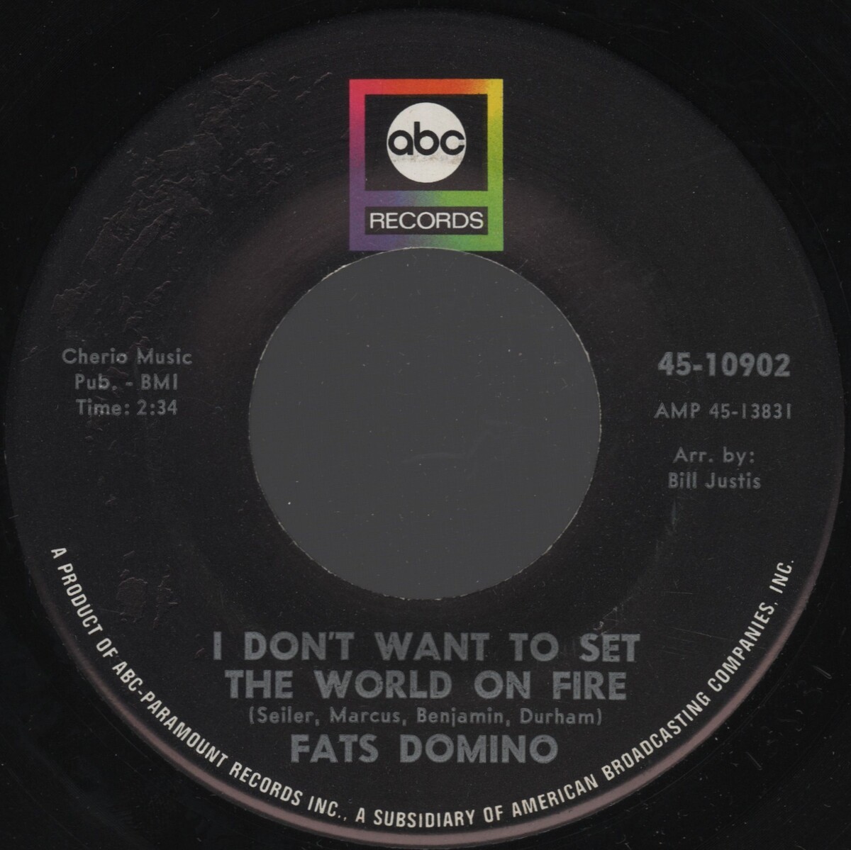 I Don't Want to Set the World on Fire / I'm Livin' Right by Fats Domino ...