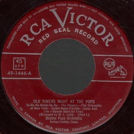 Old Timers Night at the Pops by Boston Pops Orchestra (Single; RCA ...