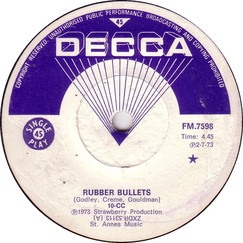 Rubber Bullets / Waterfall by 10-cc (Single; Decca; FM.7598): Reviews ...