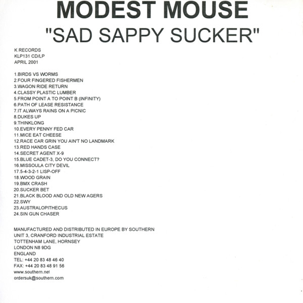 Sad Sappy Sucker by Modest Mouse (Album; K; KLP131): Reviews, Ratings ...