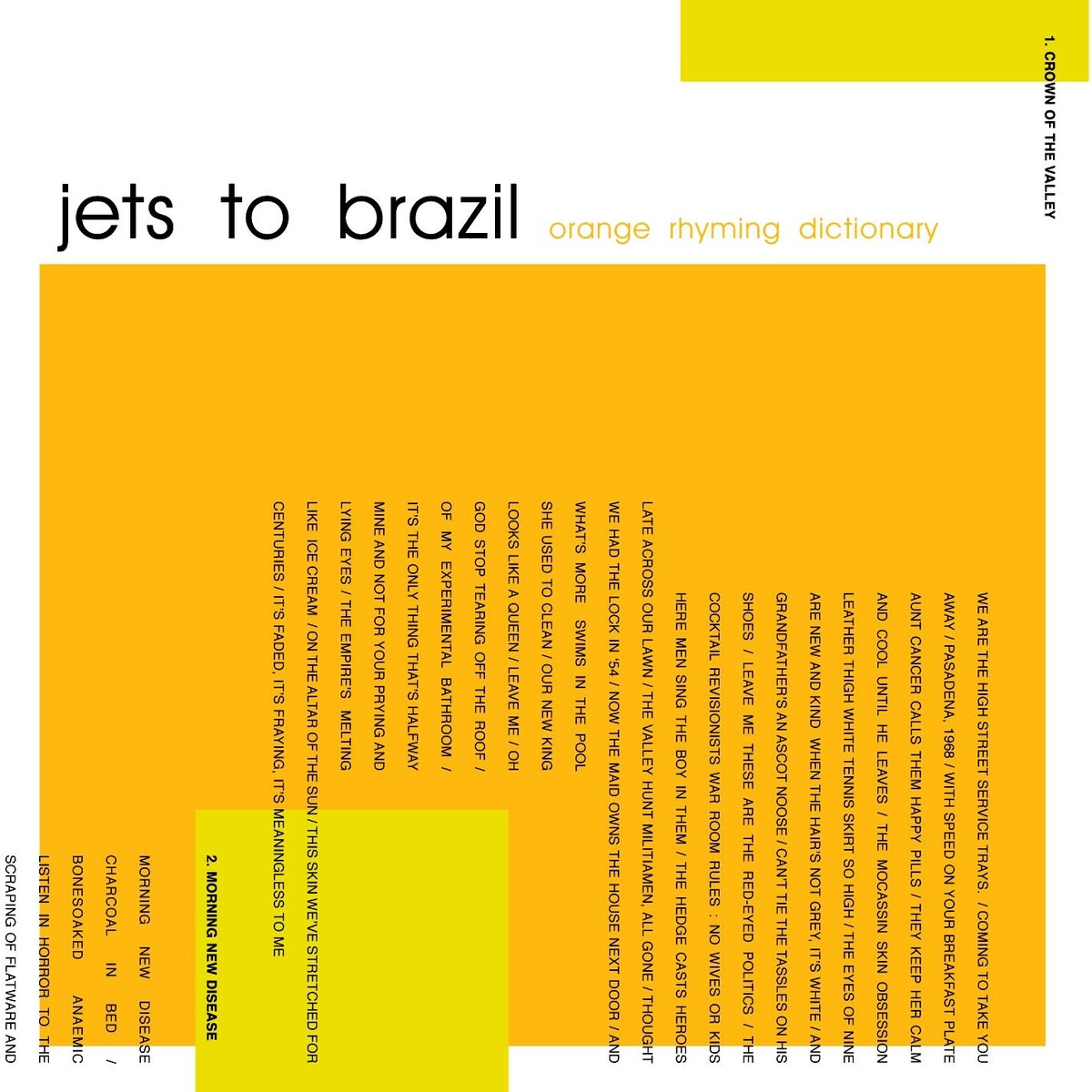 Lists with Orange Rhyming Dictionary by Jets to Brazil (Album, Indie ...