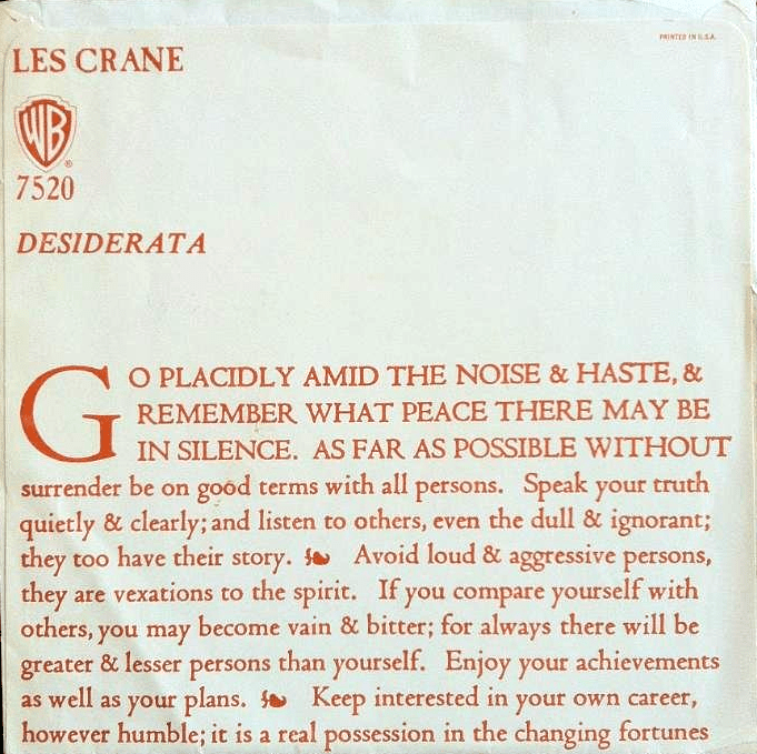 Desiderata by Les Crane (Single, Spoken Word): Reviews, Ratings ...