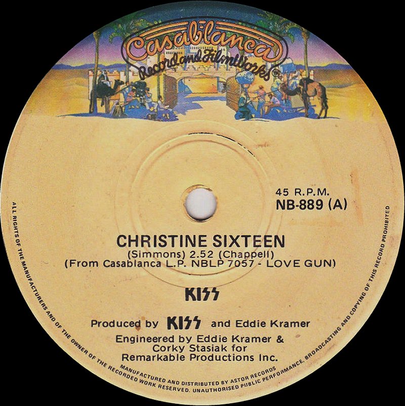 Christine Sixteen / Shock Me by KISS (Single; Casablanca; NB-889 ...