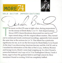 More 74 - Solo Guitar Improvisations by Derek Bailey (Album, Free ...
