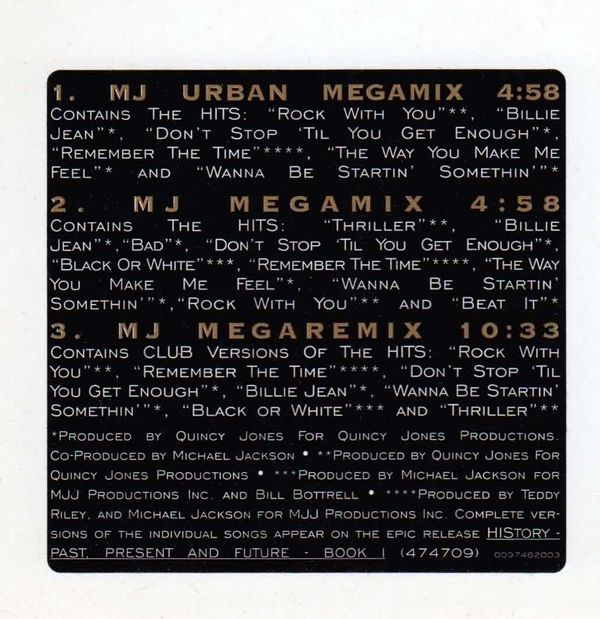 The Megamixes by Michael Jackson (Single; Epic; SAMPCM 9746 2): Reviews, Ratings, Credits, Song ...