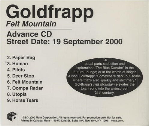 Felt Mountain by Goldfrapp (Album; Mute; MUSDJ79-2): Reviews, Ratings ...