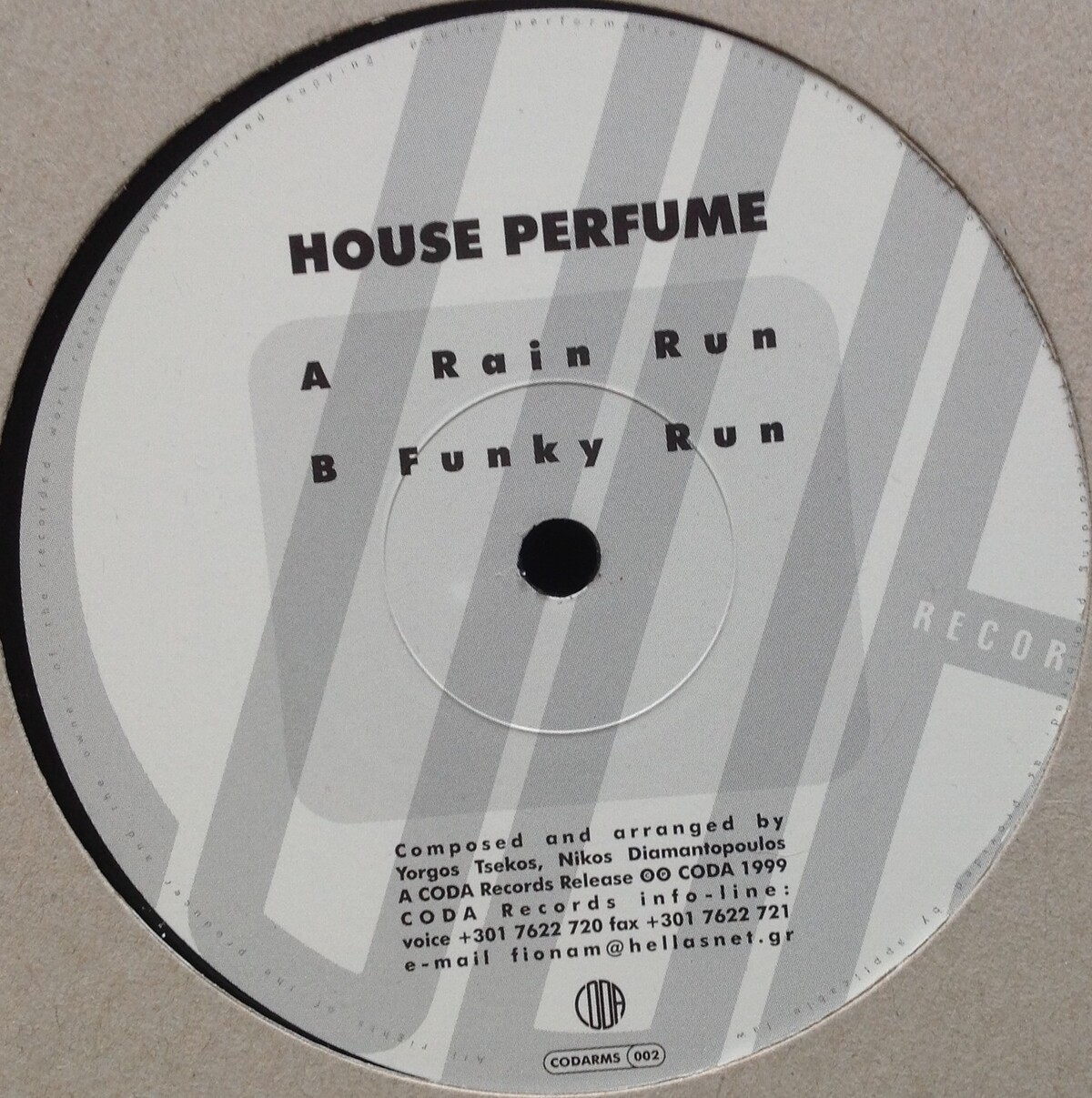 Rain Run / Funky Run by House Perfume (Single; Coda; CODARMS 002 ...