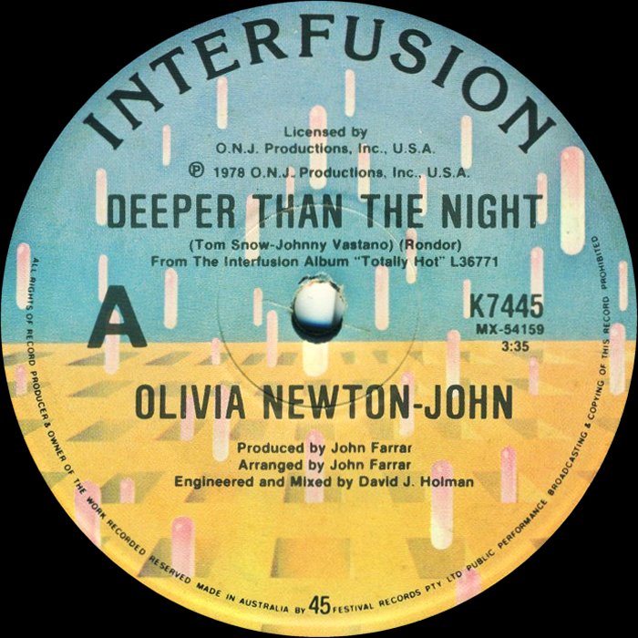 Deeper Than the Night / Please Don't Keep Me Waiting by Olivia Newton-John (Single; Interfusion ...
