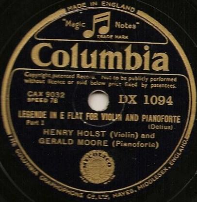 Legende in E flat for Violin and Pianoforte by Henry Holst / Gerald ...