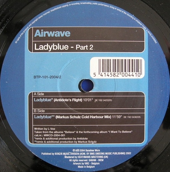 Ladyblue - Part 2 by Airwave (Single; Bonzai Trance Progressive; BTP ...