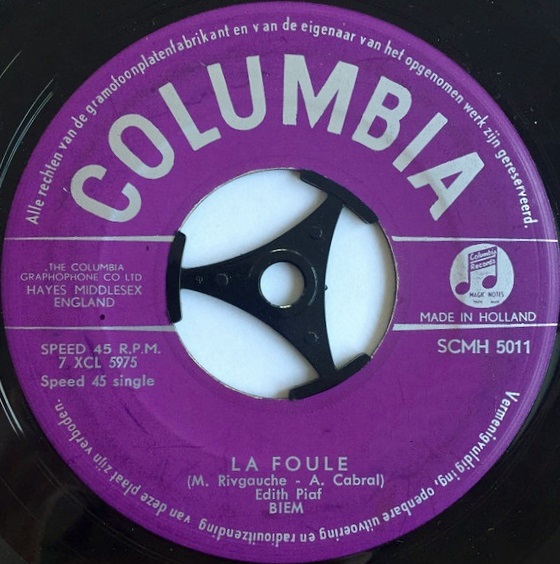 La foule / Salle d'attente by Édith Piaf (Single; Columbia (EMI); SCMH ...