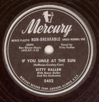I Got Tookin' / If You Smile at the Sun by Kitty Kallen (Single ...
