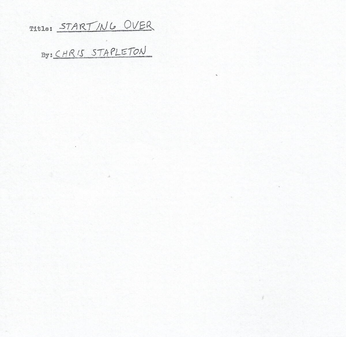 Starting Over by Chris Stapleton (Album; Mercury Nashville ...