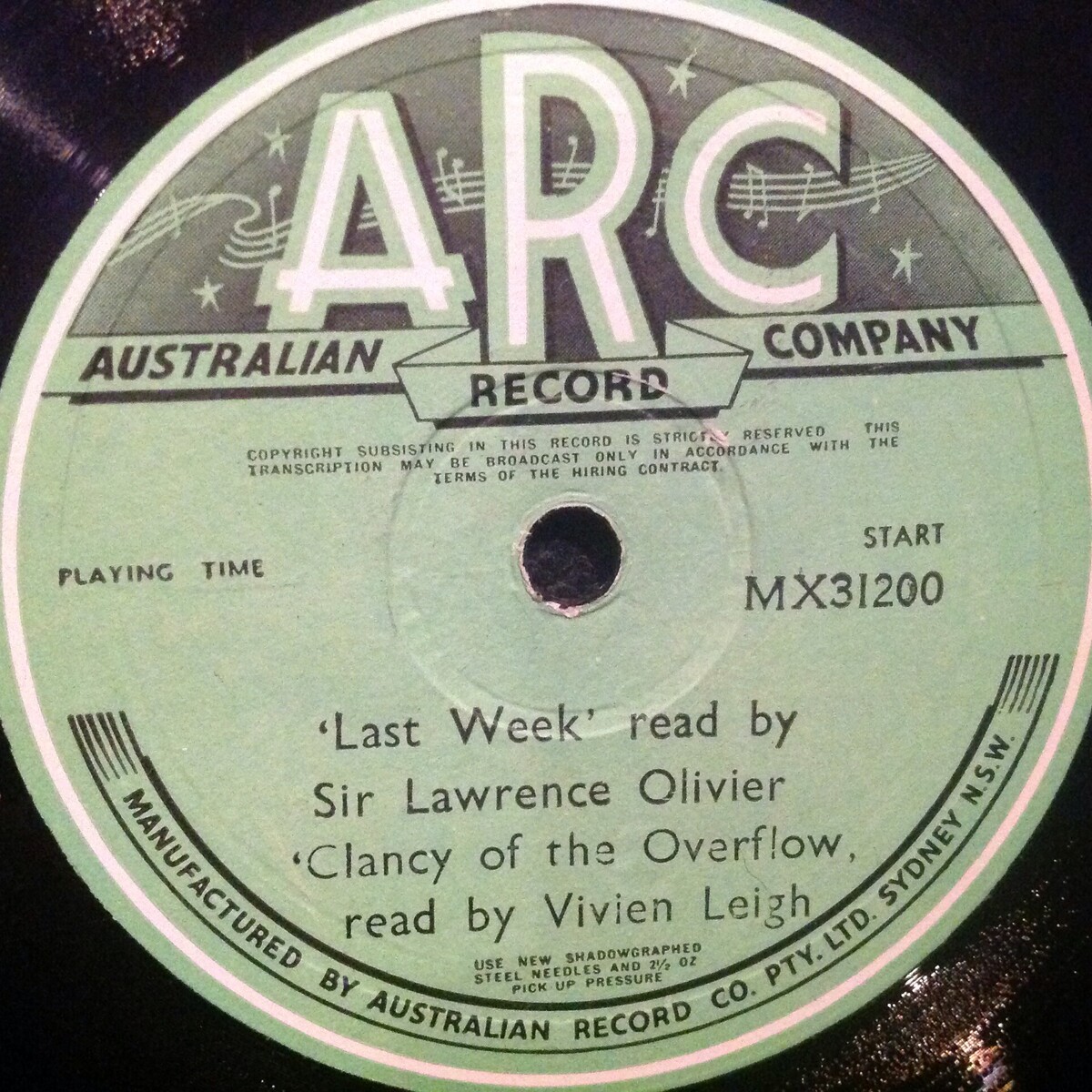 Last Week / Clancy of the Overflow by Sir Lawrence Olivier / Vivien ...