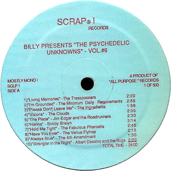Psychedelic Unknowns Vol. 6 by Various Artists (Compilation; Scrap ...