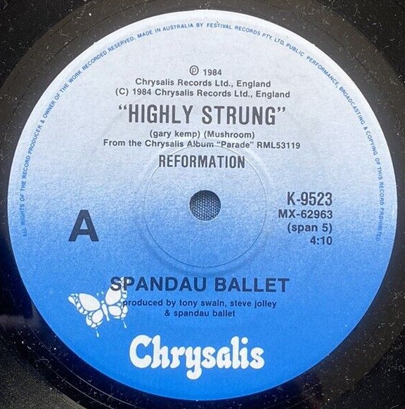 Highly Strung by Spandau Ballet (Single; Chrysalis; K-9523): Reviews ...
