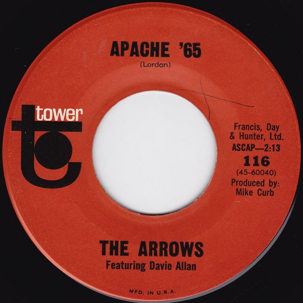 Apache '65 / Blue Guitar by The Arrows (Single; Tower; 116): Reviews ...