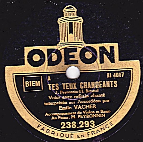 Tes yeux changeants / Flèche d'or by Émile Vacher (Single, Musette ...