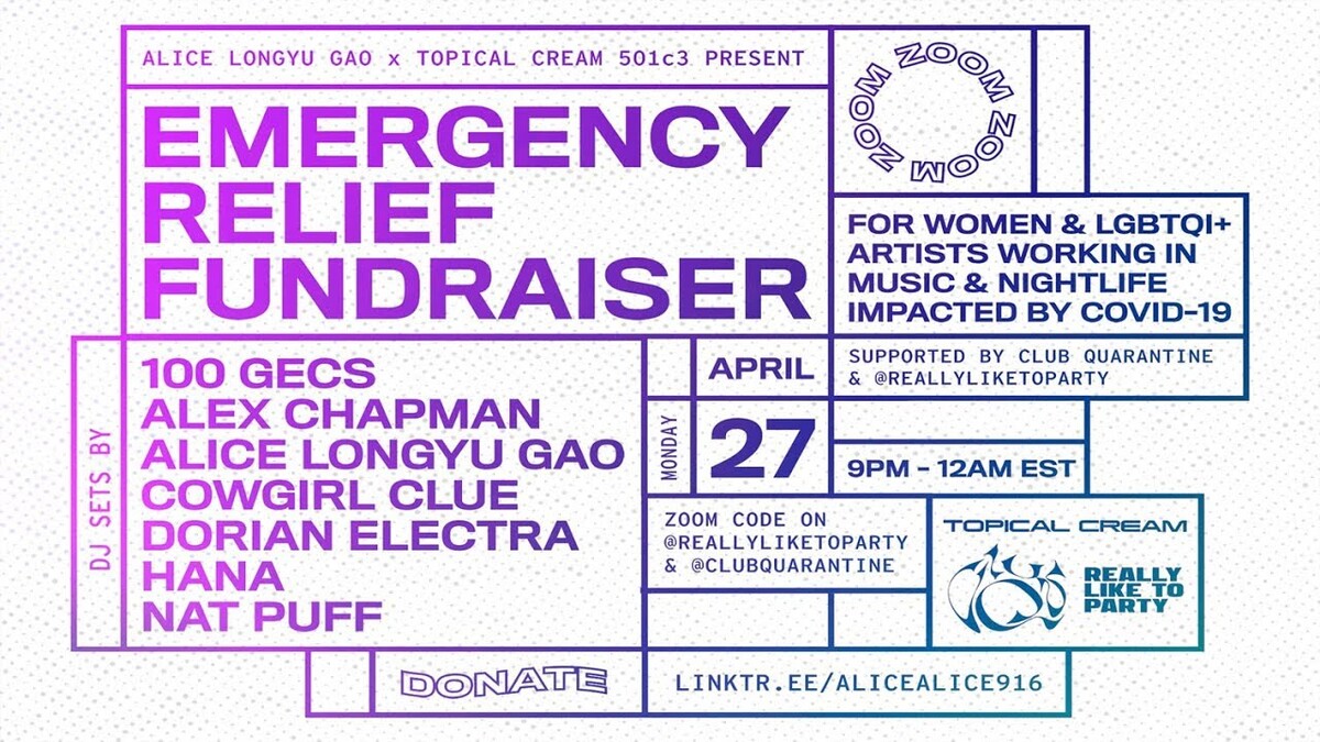 Alice Longyu Gao x Club Quarantine x Really Like to Party Fundraiser # ...