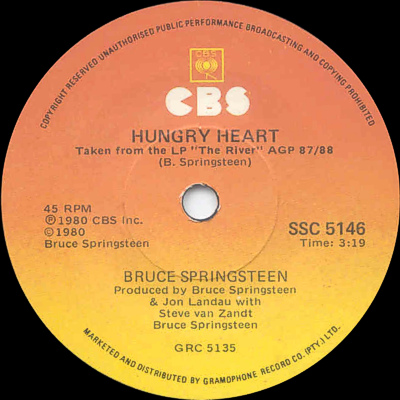 Hungry Heart / Wreck on the Highway by Bruce Springsteen (Single; CBS ...