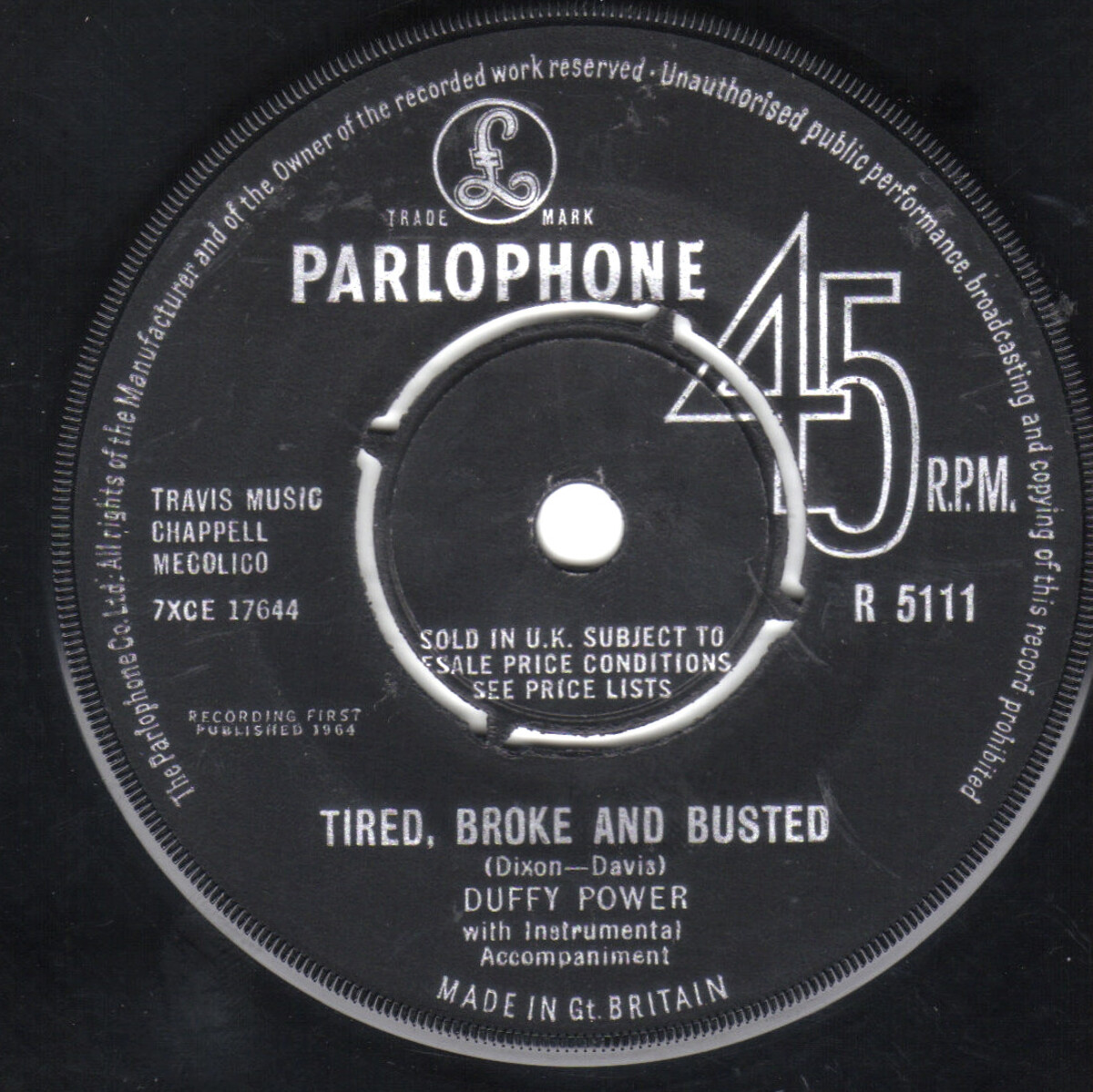 Tired, Broke and Busted / Parchman Farm by Duffy Power (Single ...