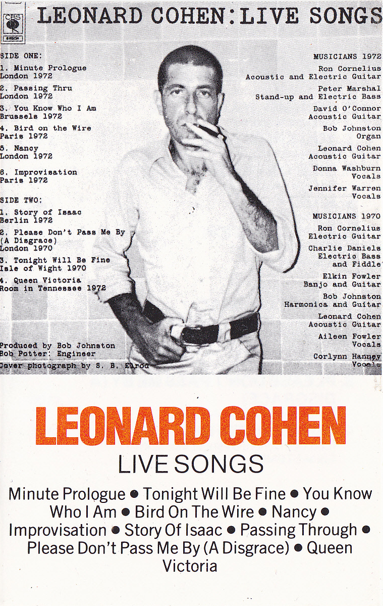 Live Songs by Leonard Cohen (Album; CBS; 40-32272): Reviews, Ratings ...