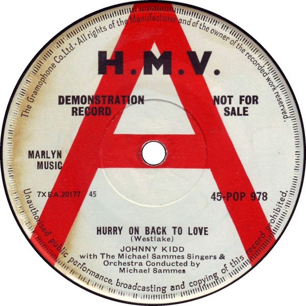 Hurry on Back to Love / I Want That by Johnny Kidd (Single, Rock & Roll ...
