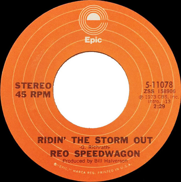 Ridin' the Storm Out / Whiskey Night by REO Speedwagon (Single, Hard ...