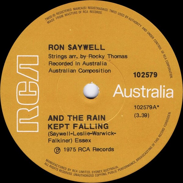 And the Rain Kept Falling / I've Got to Run Away by Ron Saywell (Single ...