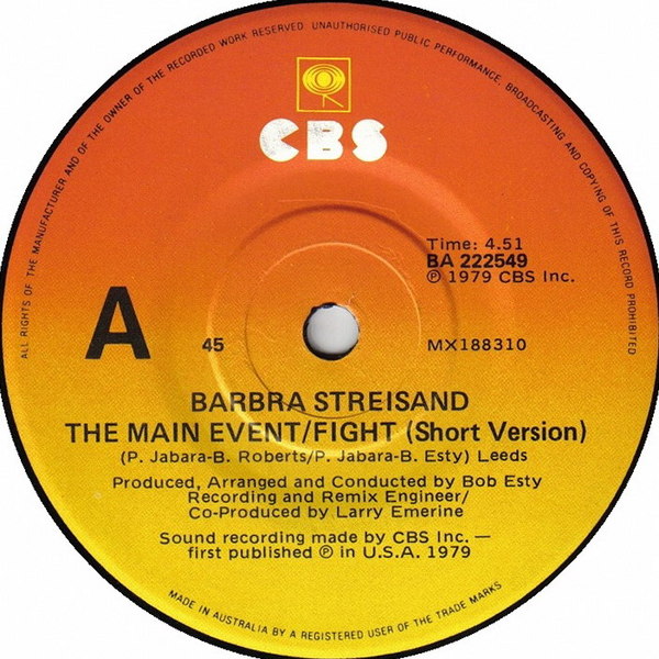 The Main Event/Fight / The Main Event/Fight (Instrumental) by Barbra ...
