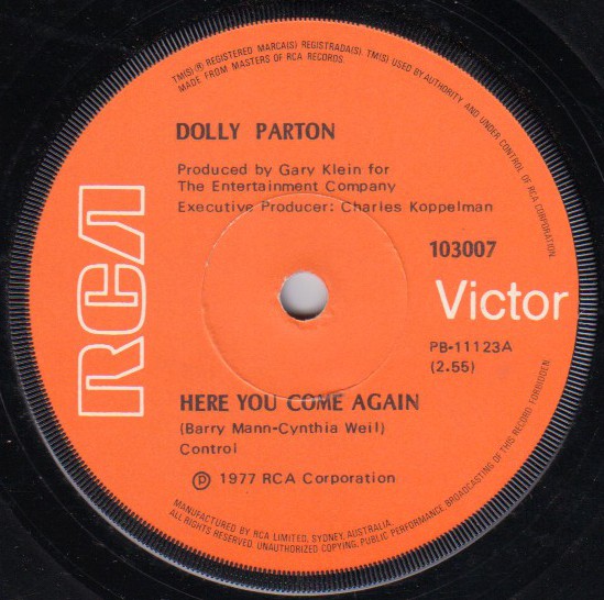 Here You Come Again / Me and Little Andy by Dolly Parton (Single; RCA ...
