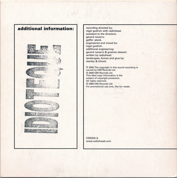 Idioteque by Radiohead (Single, IDM): Reviews, Ratings, Credits, Song list - Rate Your Music