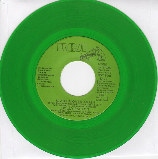 Startin Over Again by Dolly Parton (Single; RCA; JH-11926): Reviews ...