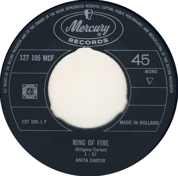 Ring of Fire / Voice of the Bayou by Anita Carter (Single; Mercury; 127 ...