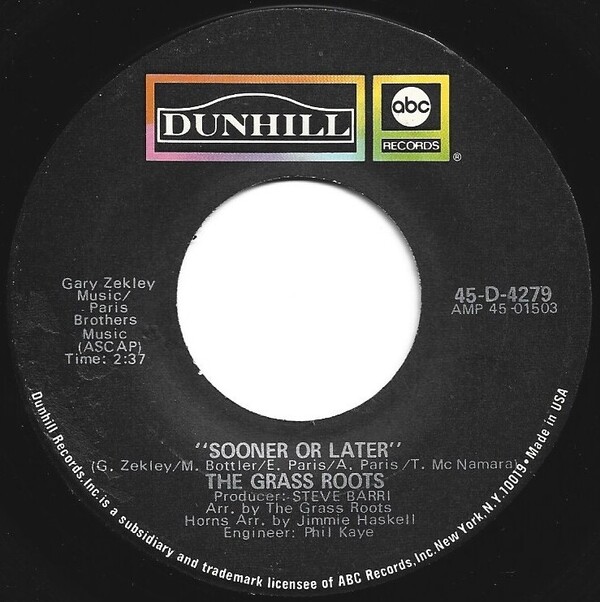 Sooner or Later / I Can Turn off the Rain by The Grass Roots (Single ...