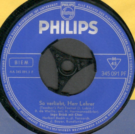 So verliebt, Herr Lehrer / Marimba-Joe by Inge Brück (Single, Schlager ...