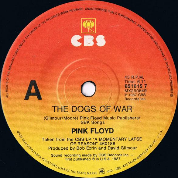 The Dogs Of War On The Turning Away By Pink Floyd Single Art Rock
