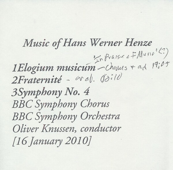 Music of Hans Werner Henze by BBC Symphony Orchestra / BBC Symphony ...