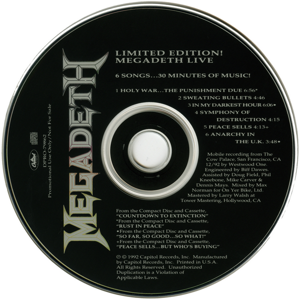 Limited Edition! Megadeth Live by Megadeth (Album, Thrash Metal ...