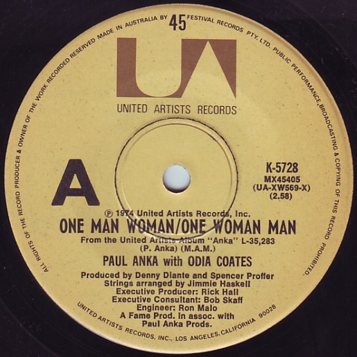 One Man Woman, One Woman Man / Let Me Get to Know You by Paul Anka ...