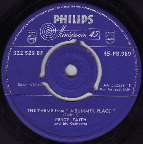 The Theme From 'A Summer Place' / Go-Go-Po-Go by Percy Faith (Single ...